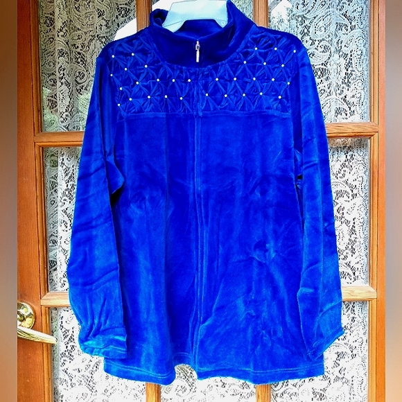 Quacker Factory | Jackets & Coats | Quacker Factory Glam Velour Zip ...